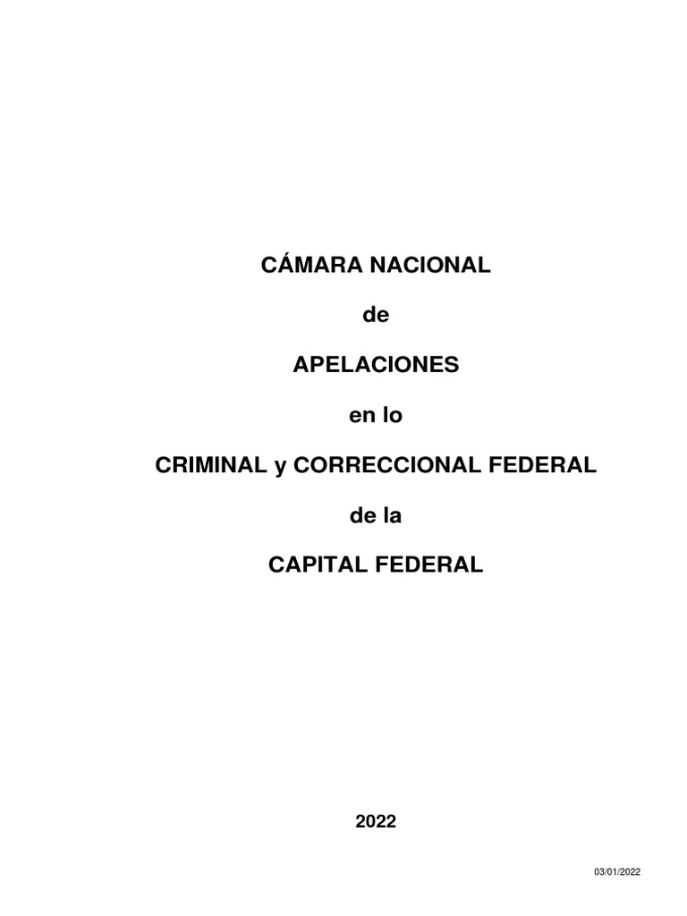 13camara Nacional de Apelaciones en Lo Criminal y Correccional Federal ...