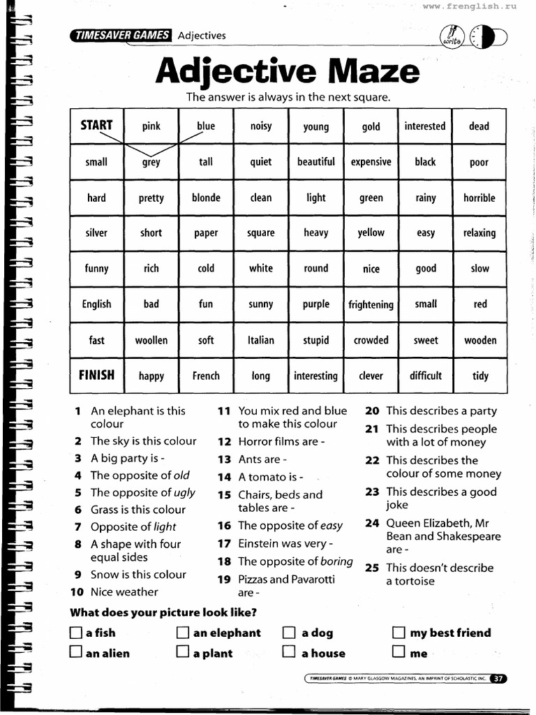 Adjective Maze | PDF