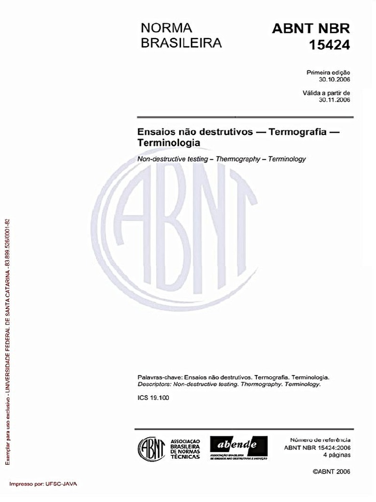 ABNT NBR 15424 2006 - Ensaios Não Destrutivos - Termografia ...
