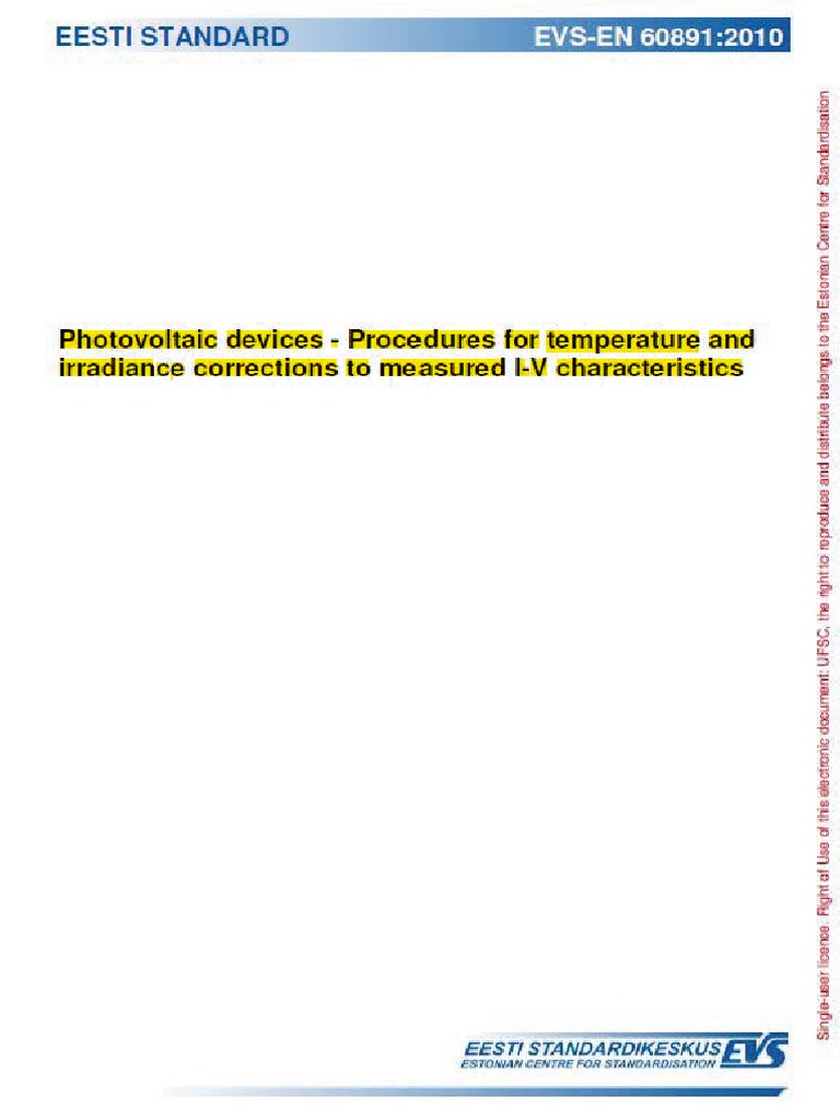 IEC 60891 Procedures For Temperature and Irradiance Corrections To ...