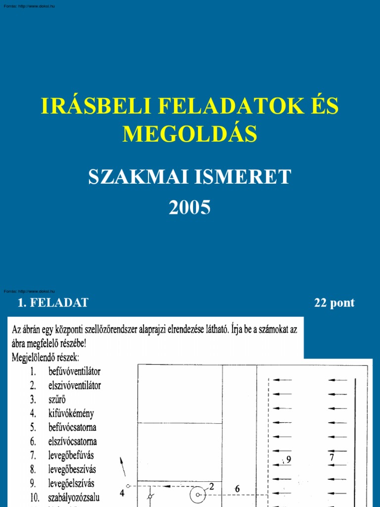 Klimaszerelo Irasbeli Feladatok Es Megoldasok | PDF