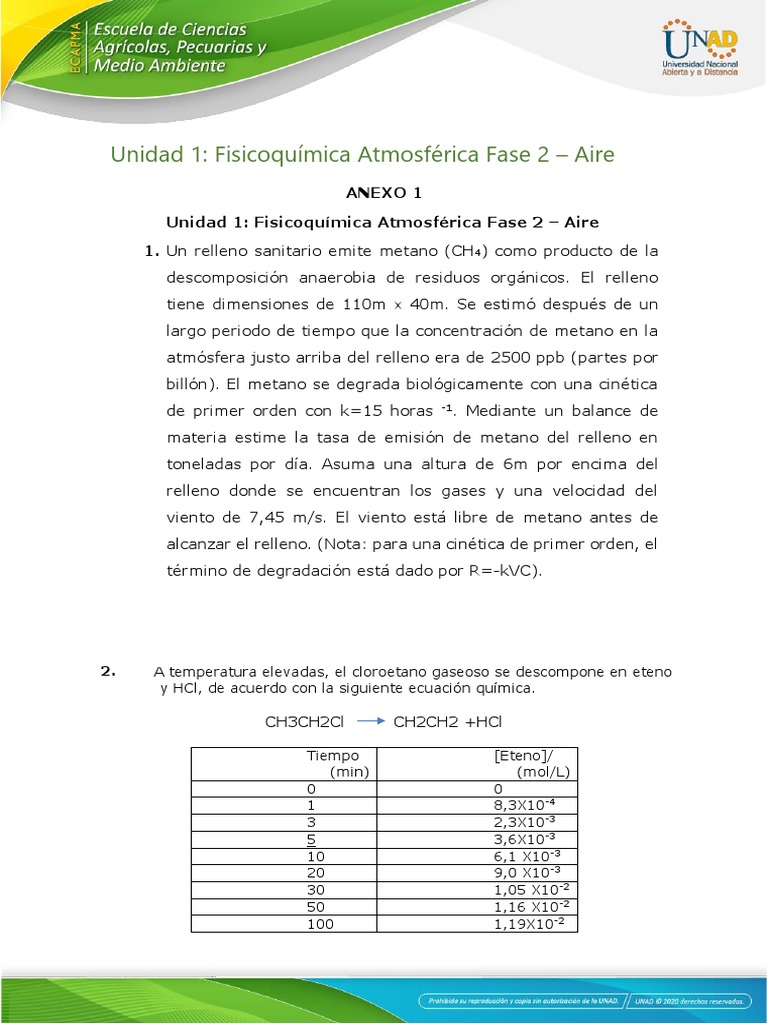 Anexo 1 - Fase Aire - 2023-1 | PDF | Metano | Metanol