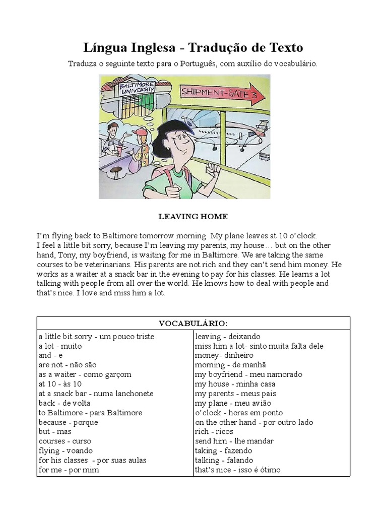 Atividade de Inglês - Texto para Traduzir 1 | PDF