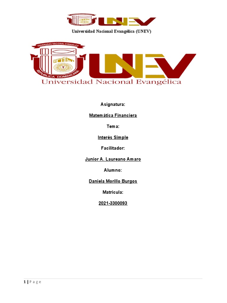 Interés Simple - Daniela Morillo UNEV | PDF