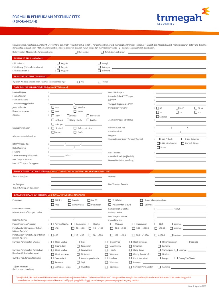Trimegah Formulir Pembukaan Rekening Efek 2 | PDF