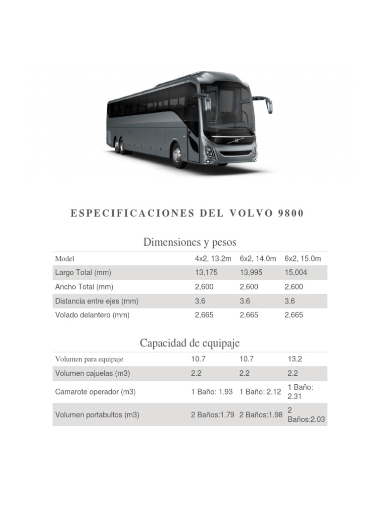 Especificaciones Del Volvo 9800 | PDF | Eje | Carros deportivos