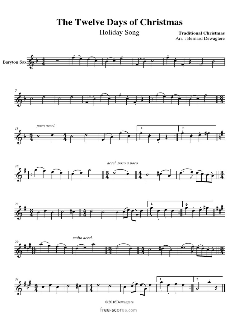  Free Scores Com Traditional The Twelve Days Christmas Baryton