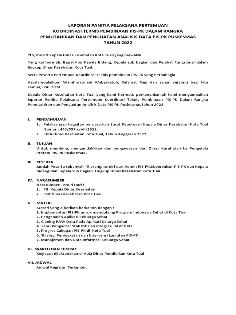 Laporan Panitia Pelaksana Pertemuan | PDF