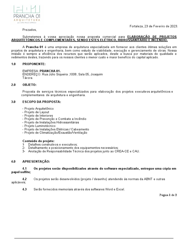 Modelo Proposta Projeto | PDF | Engenharia