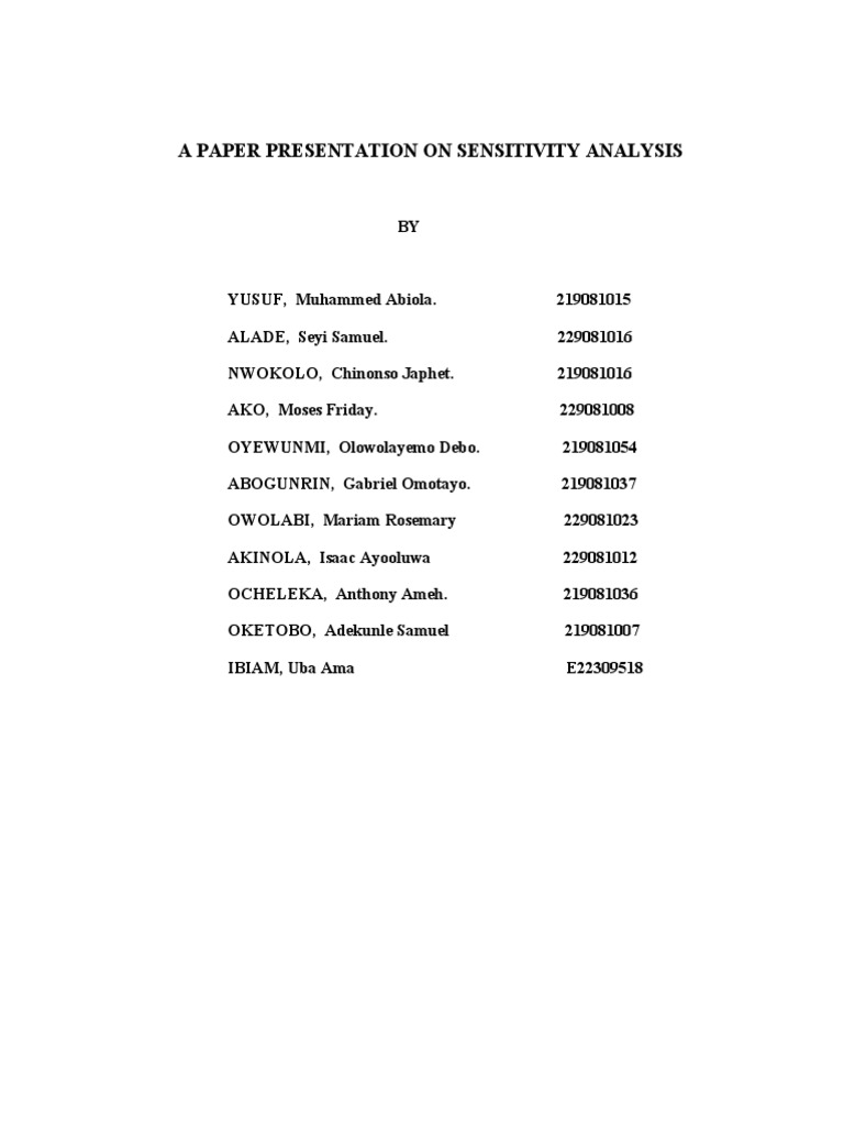 SENSITIVITY ANALYSIS Kk. | PDF | Sensitivity Analysis | Conceptual Model