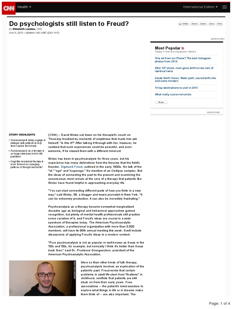 Do Psychologists Still Listen To Freud CNN | PDF | Psychoanalysis | Id