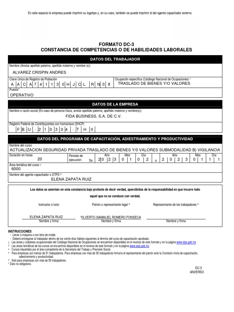 Formato-DC3 Editable Unlocked | PDF