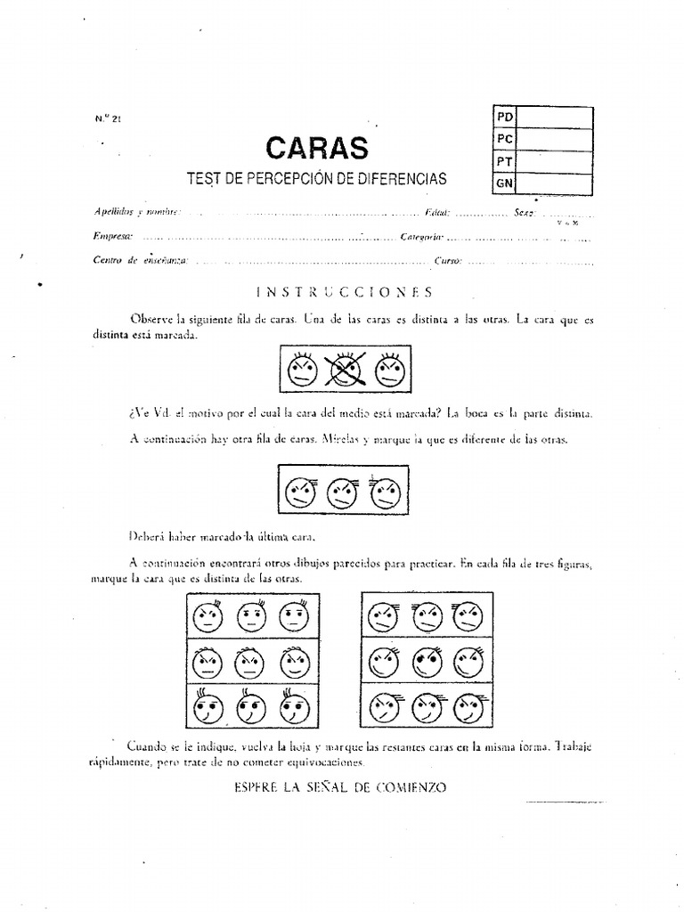 Test de Caras - TPD | PDF