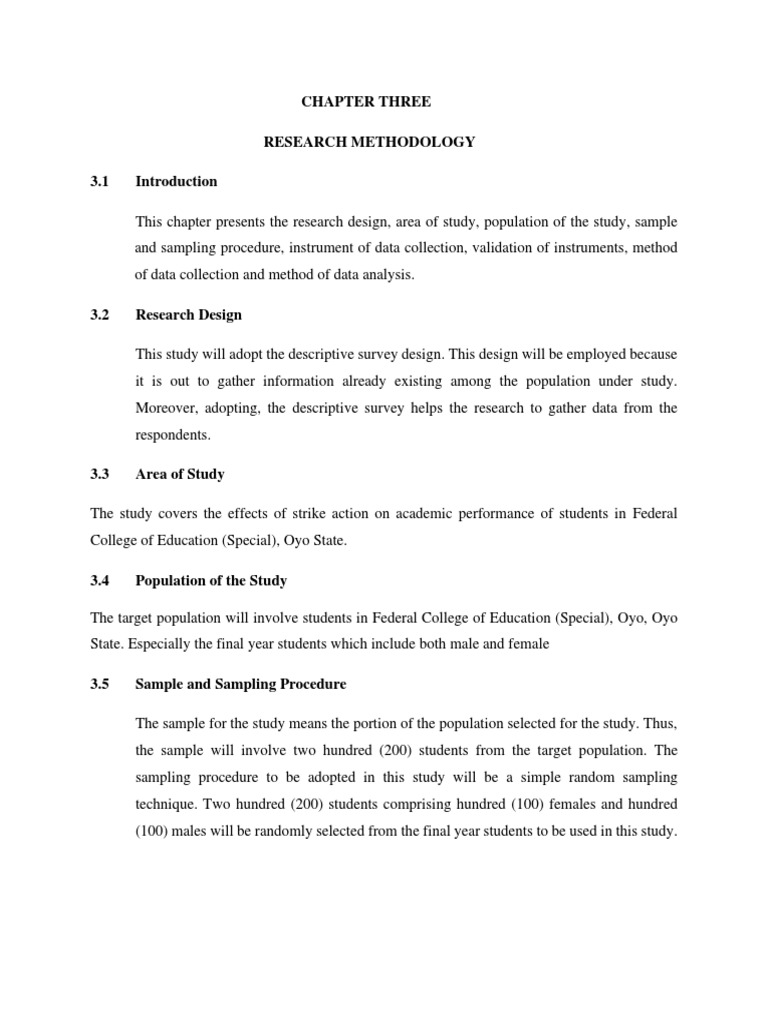 Chapter Three Research Methodology 3.1 | Download Free PDF | Survey ...