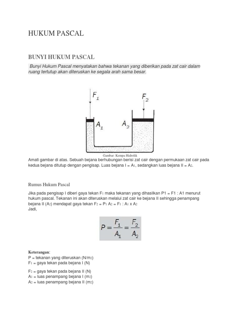 Contoh Soal Hukum Pascal Hidrolik | PDF
