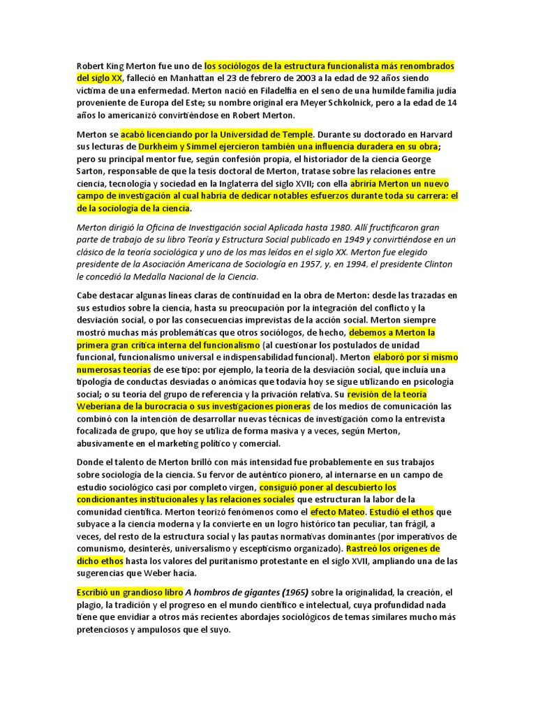 Robert King Merton: Pionero de la sociología de la ciencia y destacada ...