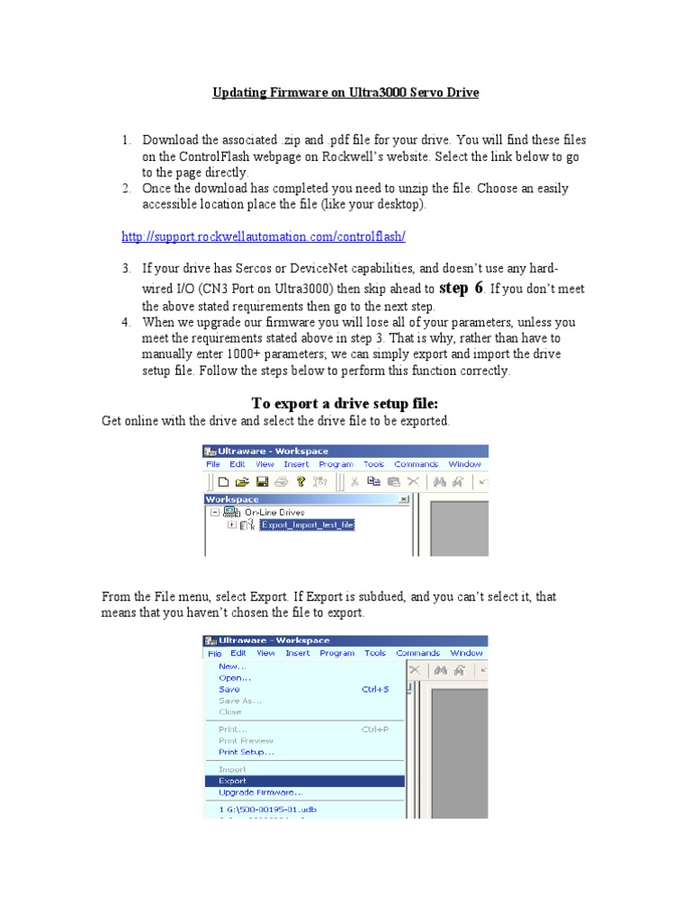 Updating Firmware On Ultra3000 Servo Drive | PDF | Online And Offline | Computing