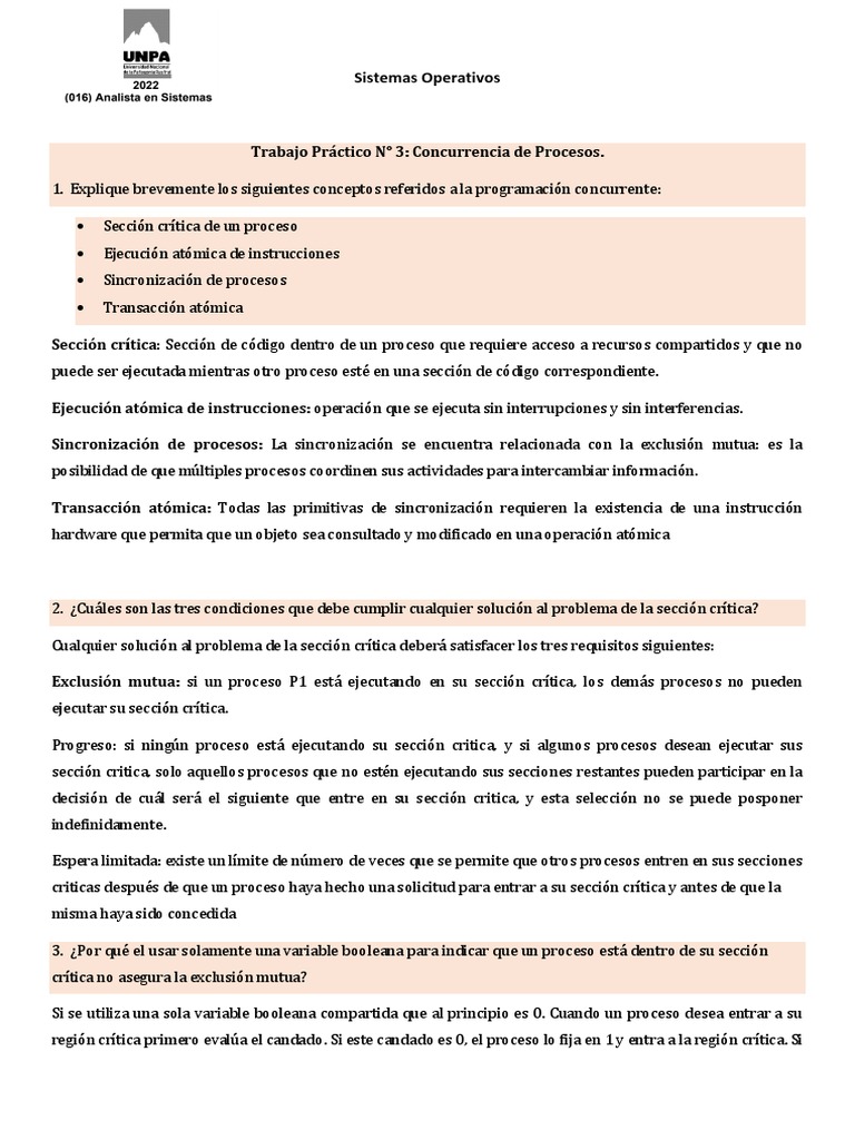 Sistemas Operativos: Concurrencia de Procesos | PDF | Programación de ...