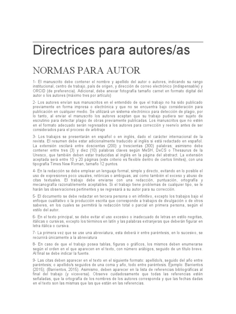 Directrices para Autores | PDF | Citación | Escritores
