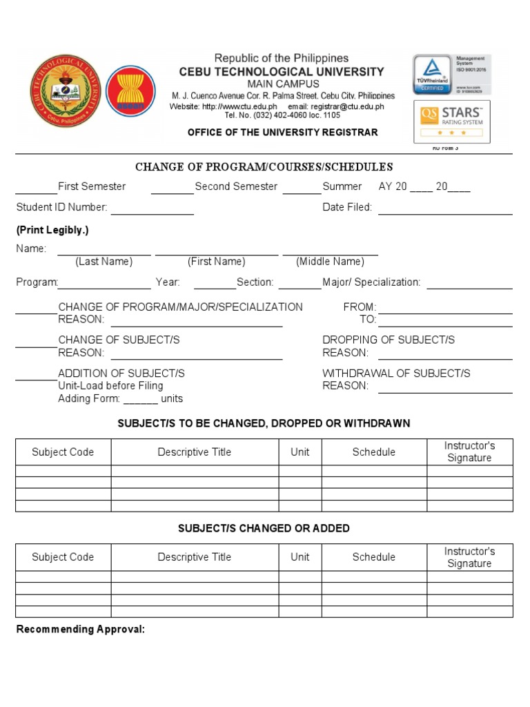 Course Change Request Form | PDF | Computer Data | Computing