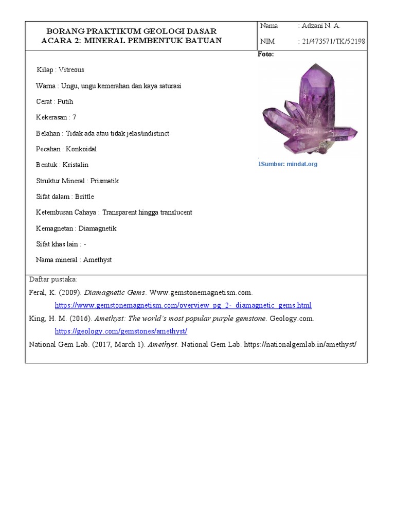 4-Amethyst-Borang GeoDas Acara 2 | PDF