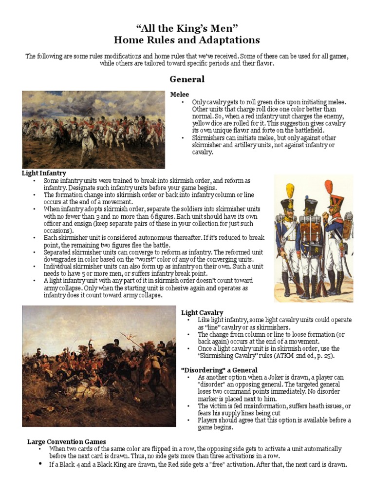 All the King’s Men Home Rules | PDF | Infantry | Bayonet
