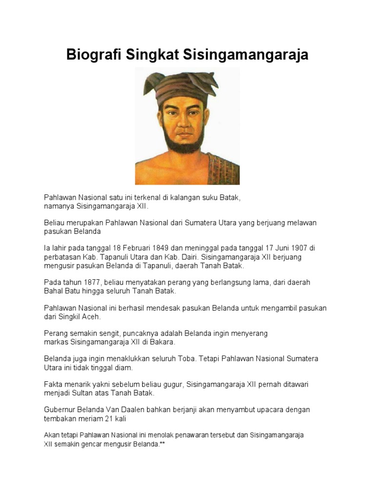 Biografi Singkat Sisingamangaraja | PDF