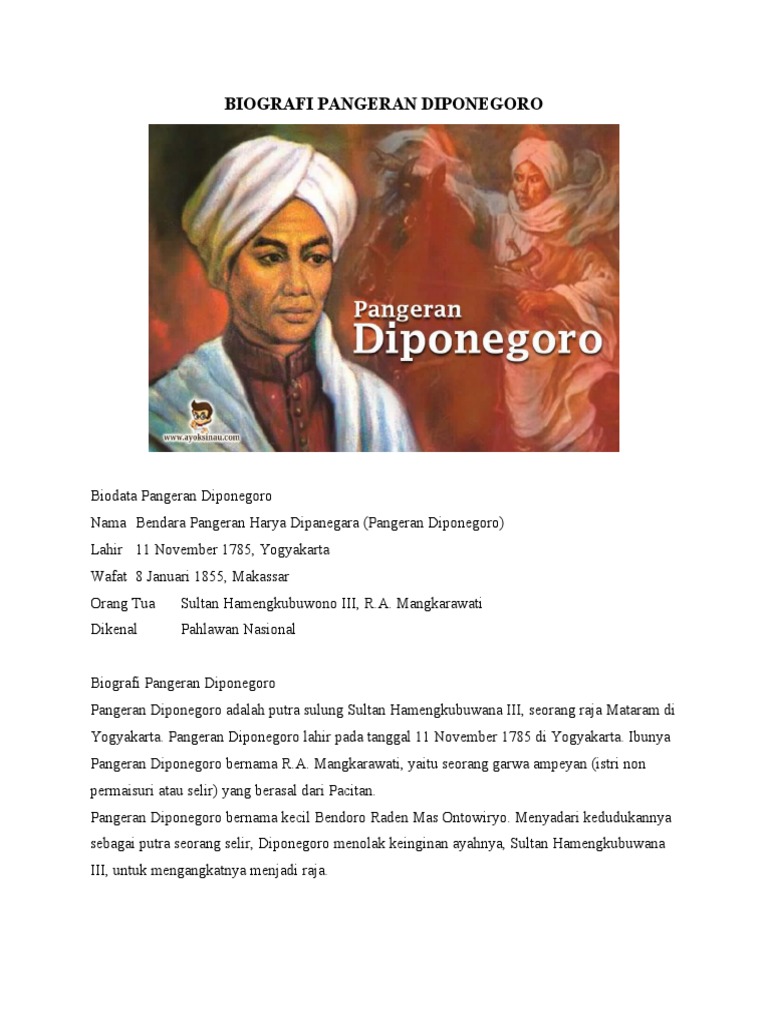 Biografi Pangeran Diponegoro | PDF