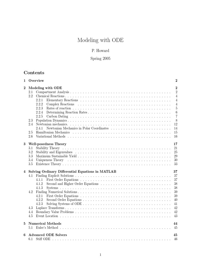 MOdELING With ODE | PDF | Chemical Reactions | Differential Equations