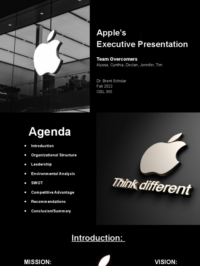 Apple Executive Presentation | PDF | Swot Analysis | Brand