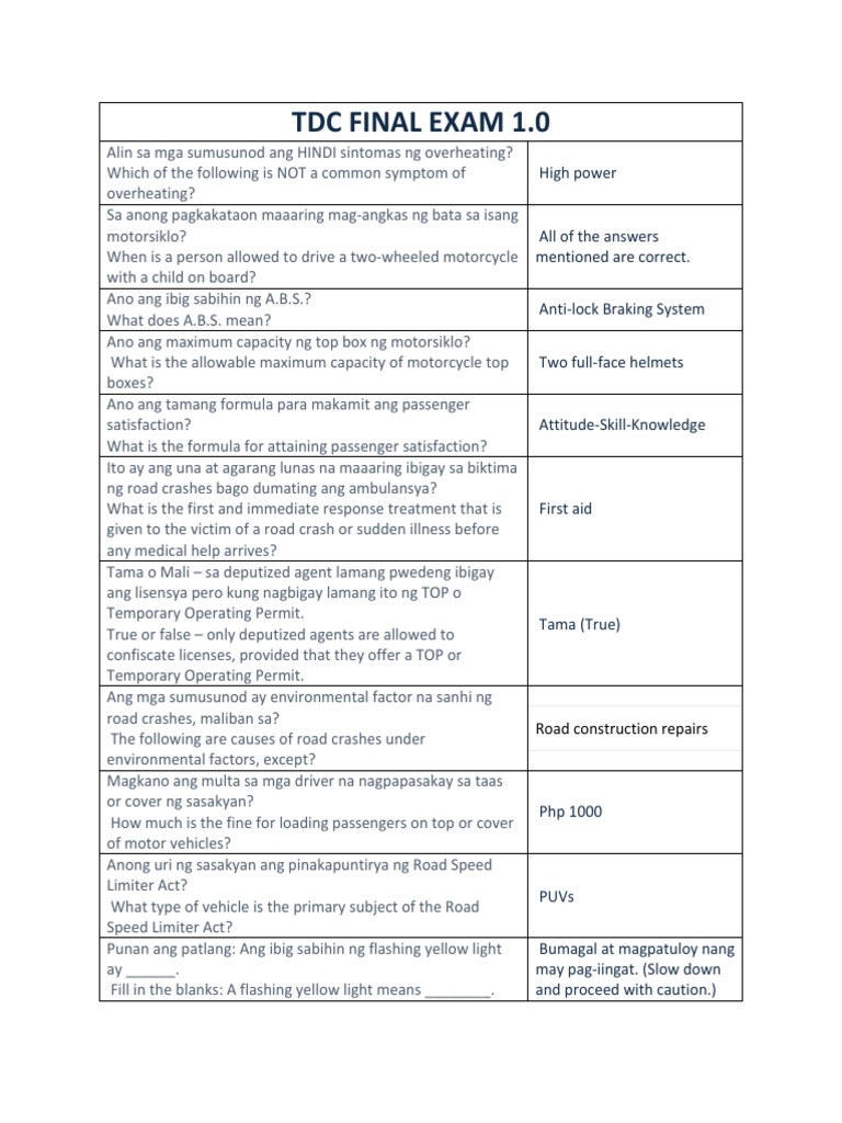 TDC Final Exam 1 | PDF | Traffic Light | Vehicles