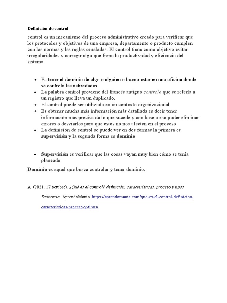 Definicion de Control 1.8 | PDF