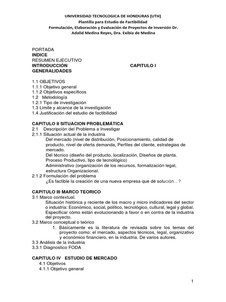 Formato Estudio de Factibilidad Actualizado | PDF | Presupuesto | Estudio de factibilidad