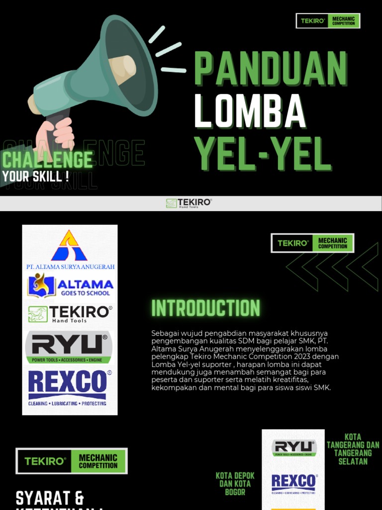 Panduan Lomba Yel-Yel Suporter Tekiro Mechanic Competition 2023 | PDF