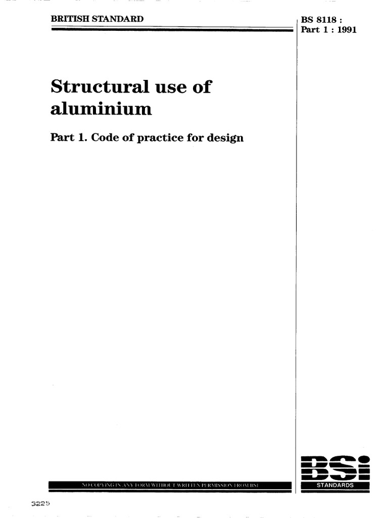 BS 8118-1-91 - Code of Practice For Structural Use of Aluminium | PDF