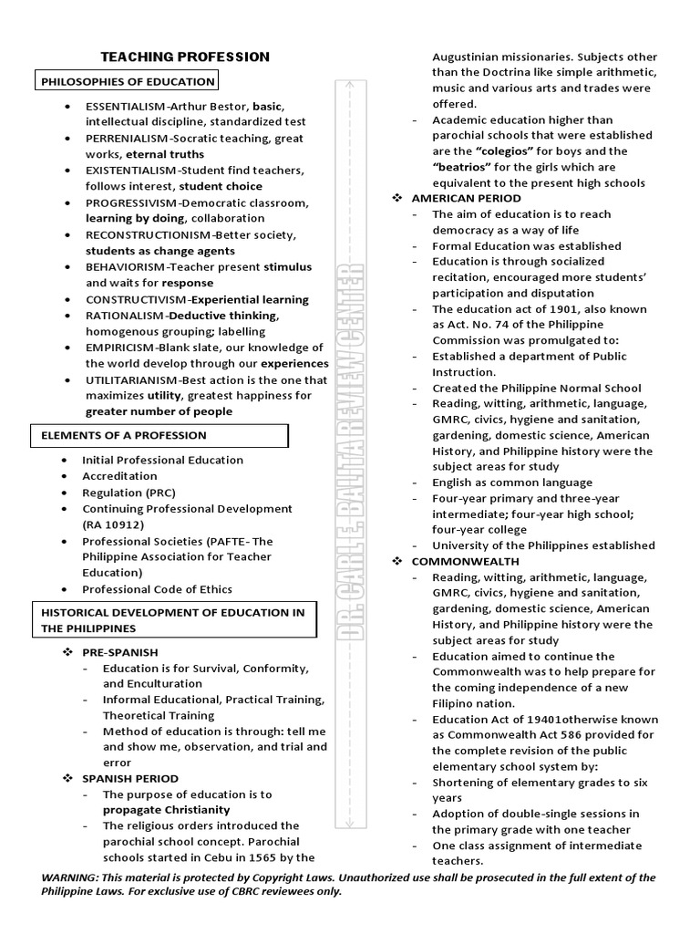 Teaching Profession Notes | PDF | Cost Of Living | Teachers