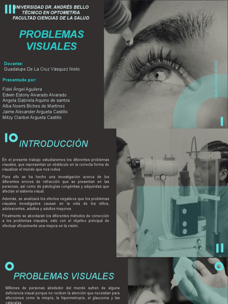 PROBLEMAS VISUALES Presentacion | PDF | Ojo humano | Percepción visual