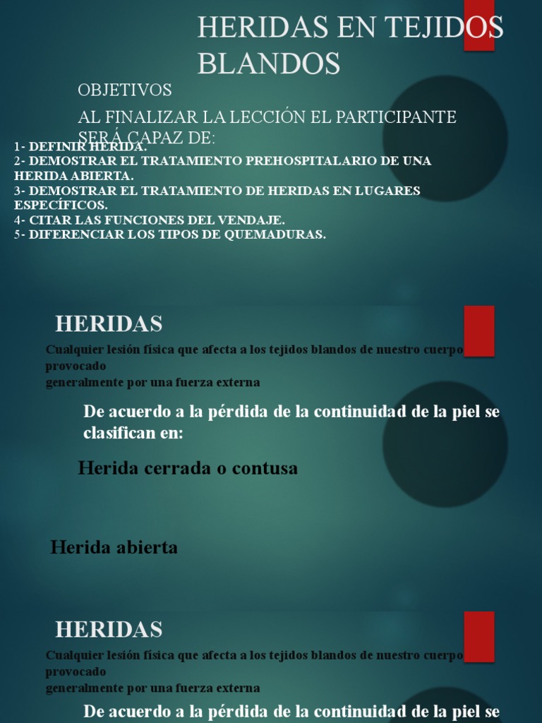Heridas en Tejidos Blandos | PDF | Quemar | Herida