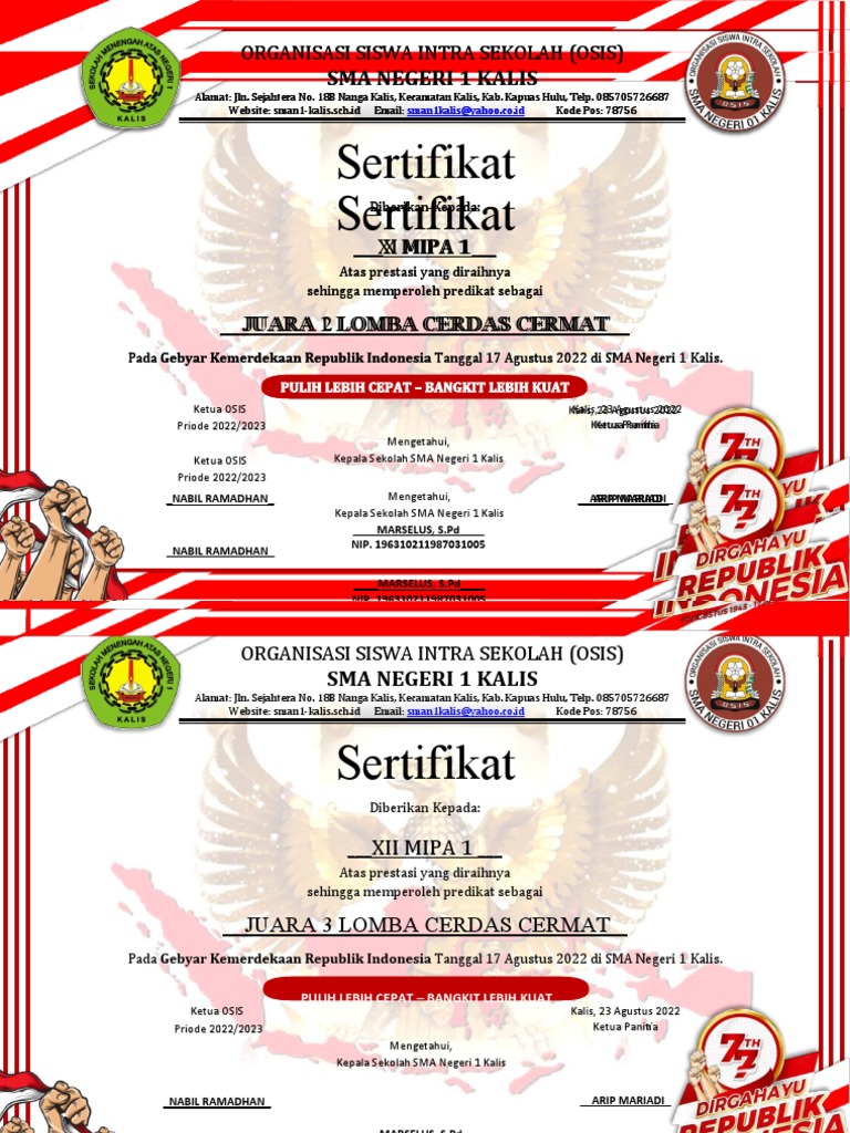 Sertifikat - Cerdas Cermat | PDF