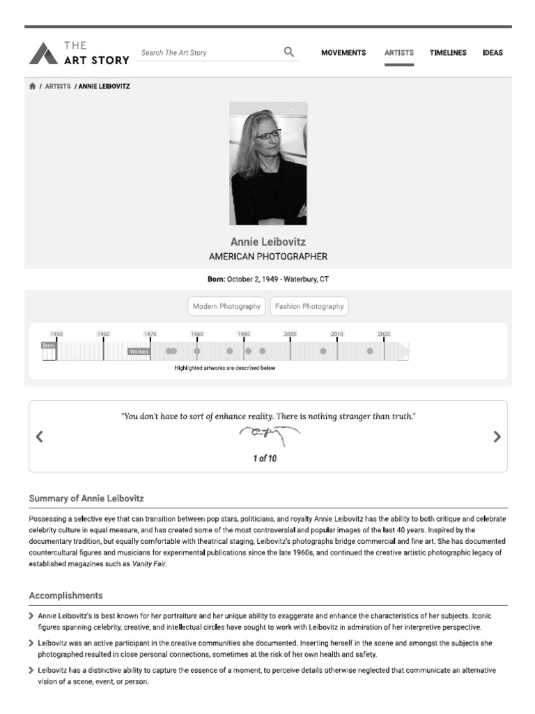 Annie Leibovitz - TheArtStory | PDF