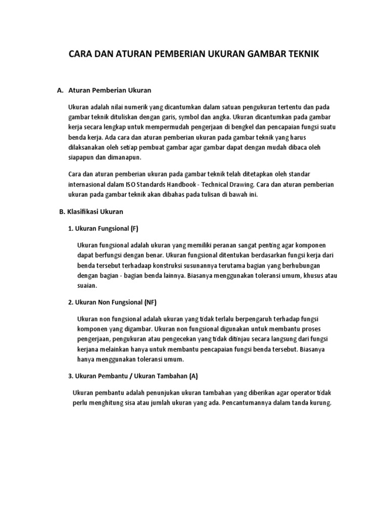 Draft Text Cara Dan Aturan Pemberian Ukuran Gambar Teknik | PDF