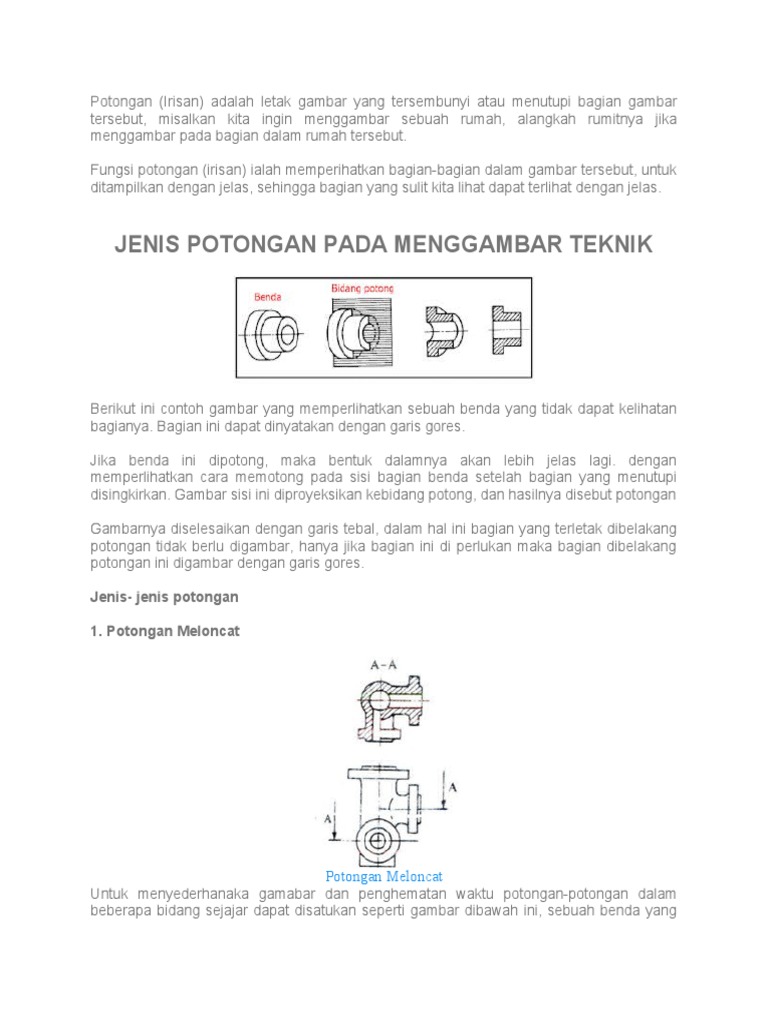 Jenis-Jenis Potongan dalam Menggambar Teknik | PDF