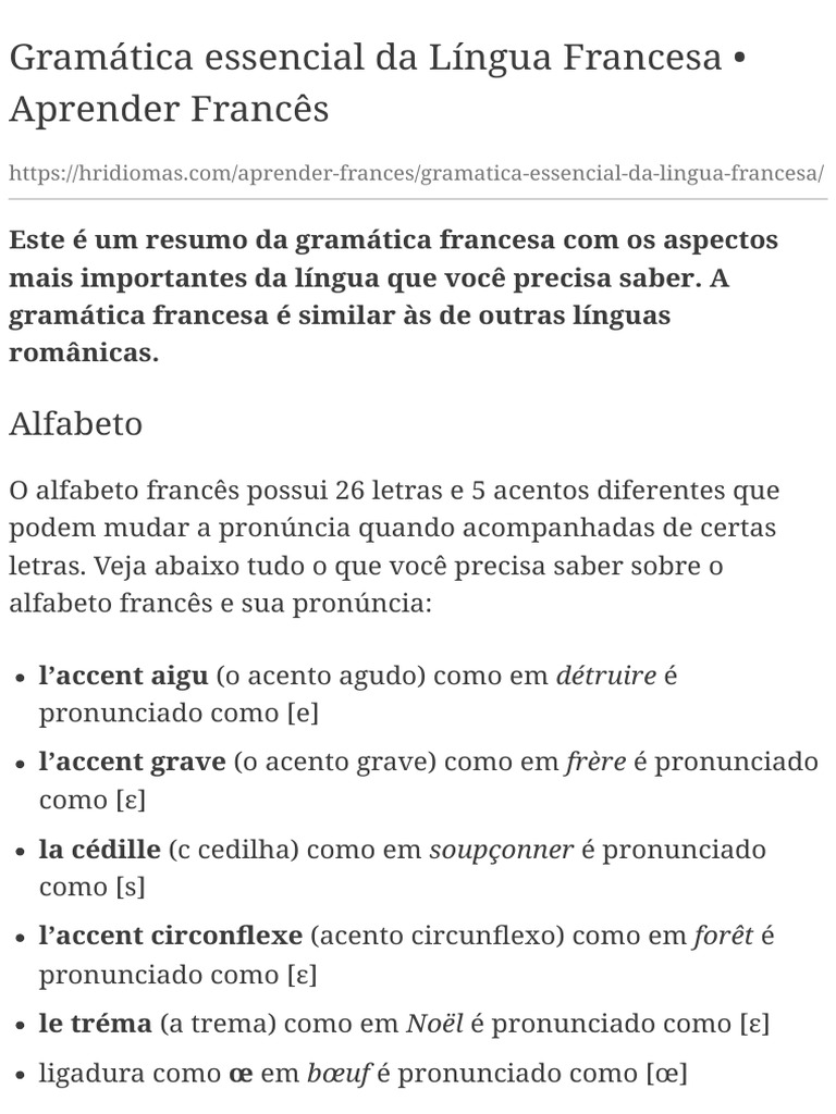 Gramática Essencial Da Língua Francesa | PDF | Pronome | Estresse ...
