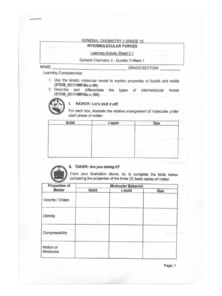 General Chemistry 2 Quarter 3 Week 1 2 | PDF