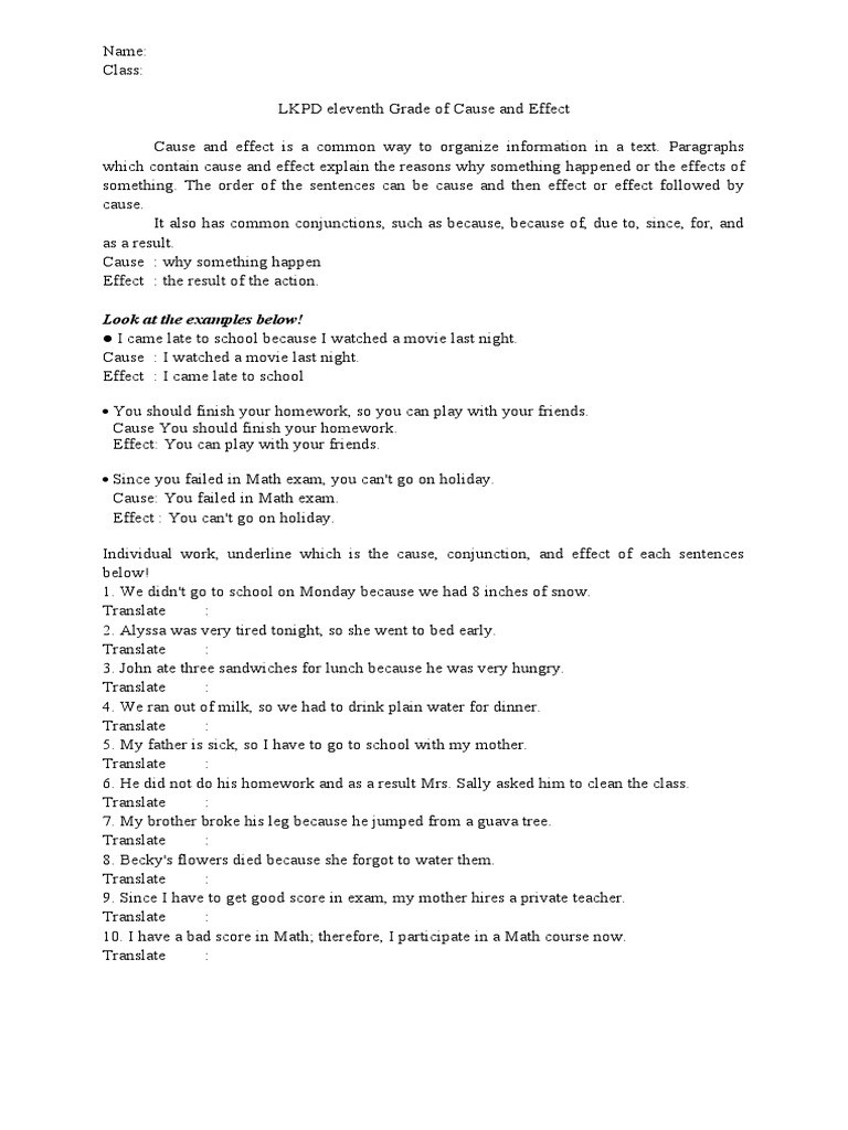 Analyzing Cause and Effect in Eleventh Grade Texts | PDF