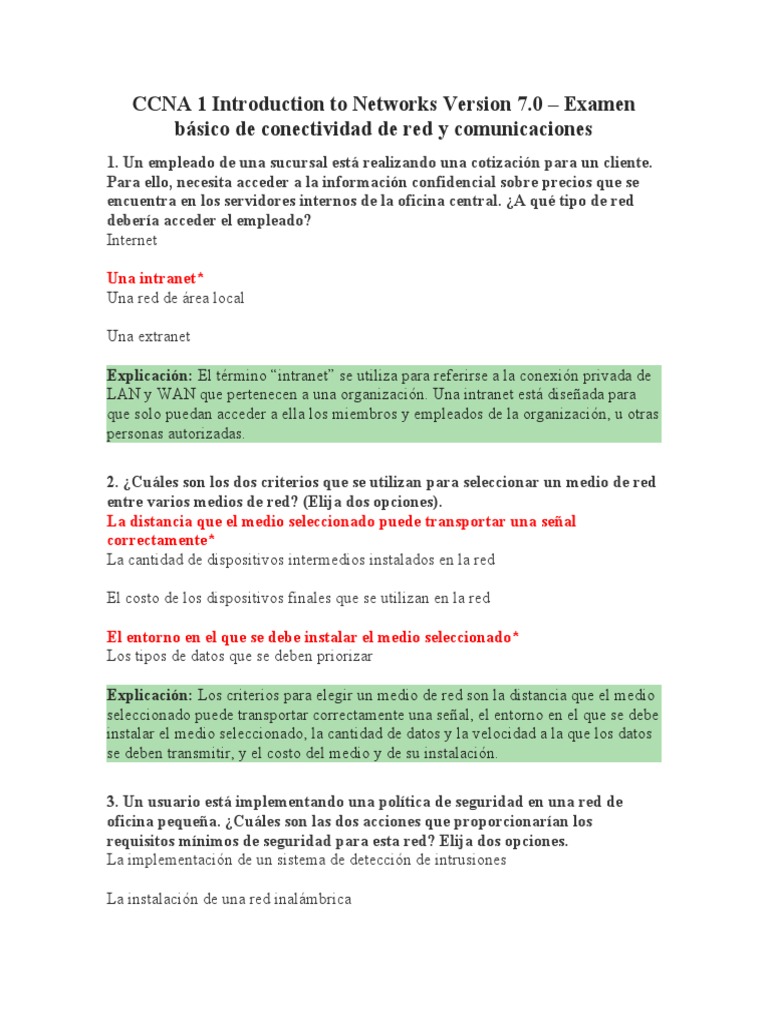 examne1-3CCNA 1 Introduction To Networks Version 7 | PDF | Modelo osi ...