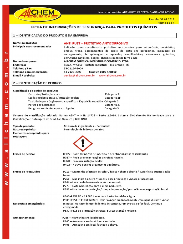 Allchem Fispq Anti Rust Protetivo Anti Corrosivo 1560448184134 | PDF ...