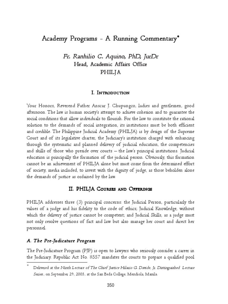 PHILJA Pre-Judicature Program Overview | PDF | Judiciaries | Judge