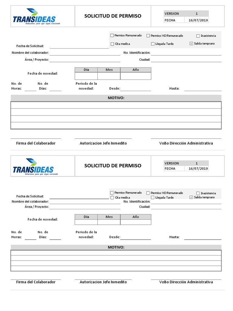 Formato de Solicitud de Permisos | PDF