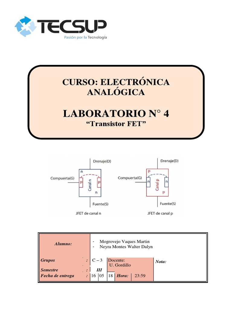 Lab. 4 Transistores JFET C4 - C | PDF | Transistor de unión bipolar ...